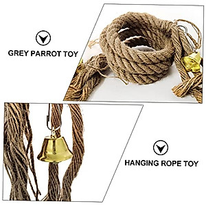 Ipetboom 3 pcs Bird Medium Bungee for Small L Chew Toys Size Macaw Conure Toy Parrot Bungees Cotton Grey Plaything Pet Stand Hanging Rope Bar Perch Pendant Climbing Cage