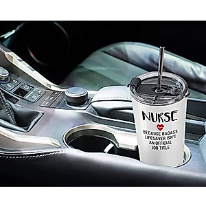 Fancyfams Nurse Gifts for Women 22 oz Stainless Steel Tumbler - Nurse Tumbler, Nurse Gifts, Gifts for Nurses, RN Gifts for Nurses, Nurse Gift Box for Women (White Nurse Set)