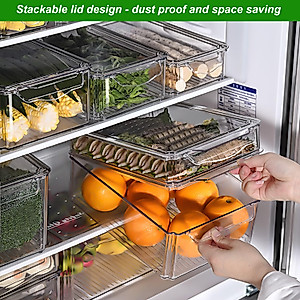 Taiuloo Set of 4 Fridge Organizer, Stackable Refrigerator Organizer Bins with Lids, Kitchen Pantry Cabinet Organization, BPA-Free Clear Food Storage Containers for Fruit, Vegetable, Cereal, Produce