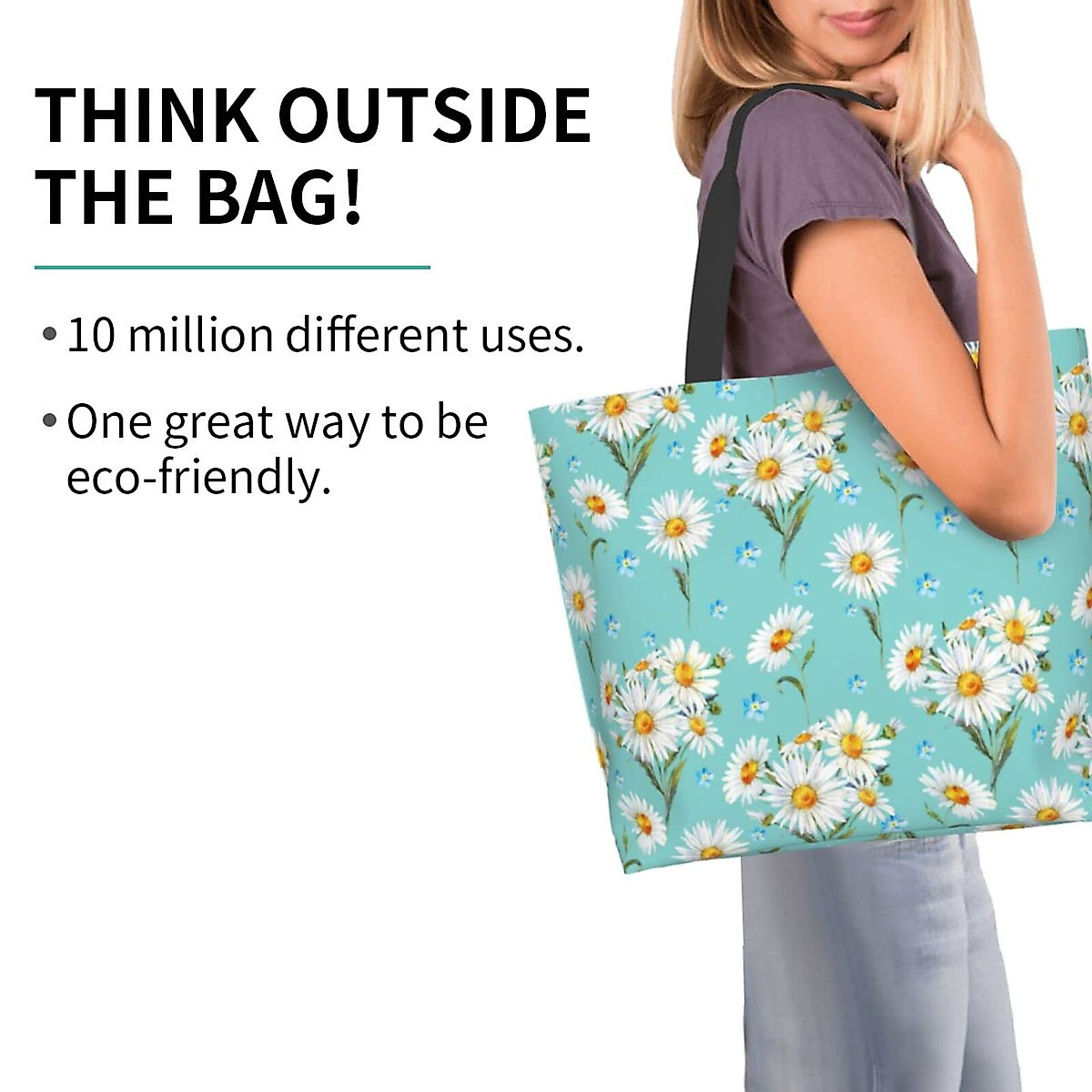 Majoug Daisy Tote Bags Women Large Capacity Shoulder Grocery Shopping Bags Travel Beach Bag