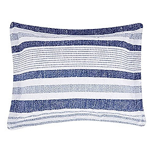 Amazon Basics Ultra-Soft Lightweight Microfiber Reversible Comforter 2-Piece Bedding Set, Twin/Twin XL, Blue Denim/Beige Stripes, Striped