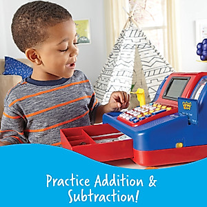 Learning Resources Pretend & Play Teaching Cash Register, 73 Piece Set, Ages 3+, Talking Register, Counting Activities, Money Management