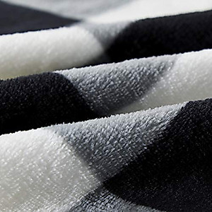 COCOPLAY W Plaid Throw Blanket, Check Blanket, All Season Microfiber Velvet Super Luxury Lightweight Warm Soft Cozy Blanket for Bed, Couch, Car (Black White Checker, Twin(60"x80"))