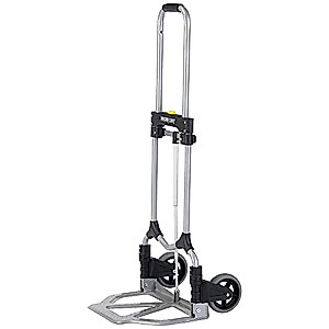 Magna Cart Ideal Slim Steel Folding Hand Truck Dolly Cart with 150-Pound Capacity, Extendable Handle, and Retractable Rubber Wheels, Silver/Black