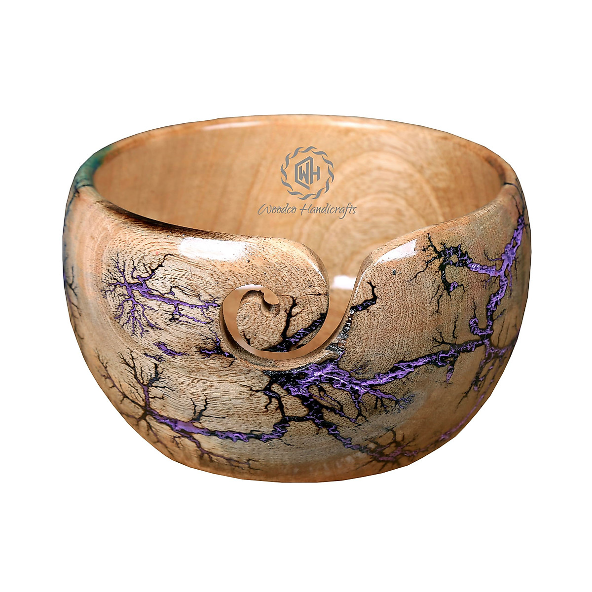 Woodco Handicrafts Wooden Yarn bowls For Crocheting Large Yarn Ball Holder Storge Crocheting Accessories and Supplies Yarn Storage Bowl-Yarn Holder-Gift for Crocheters Purple