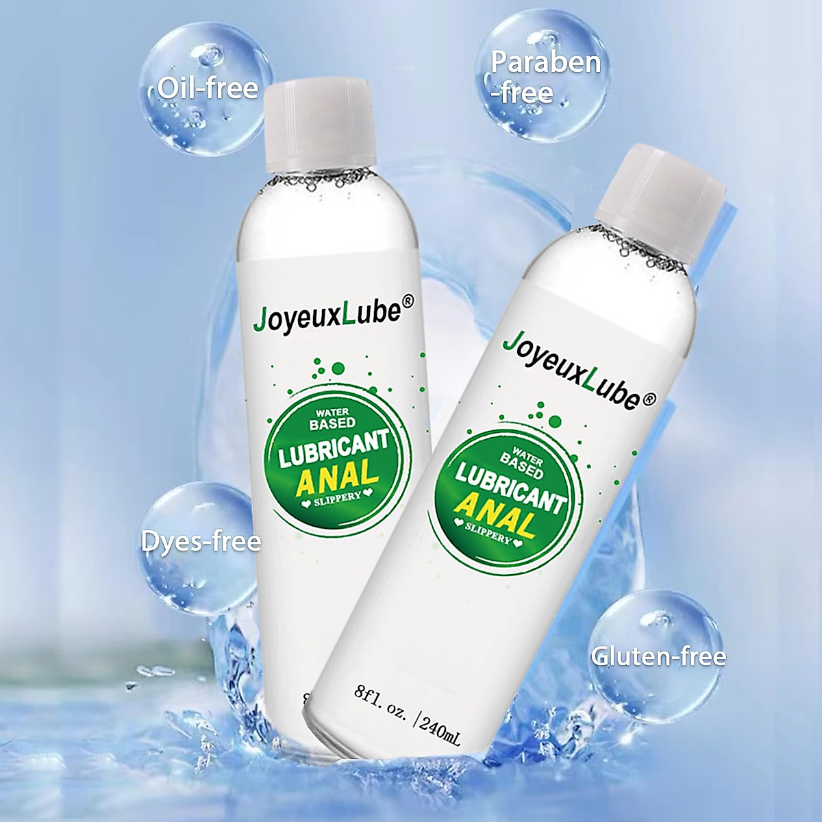 Water-Based Anal Lube 8fl.oz Desensitizing Anal Lubricant Long Lasting Smooth Slippery for Men Women Couples with Discreet Package