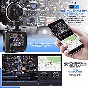 Dash Cam Front and Rear, 2K 1080P Full HD Car Dashboard Camera with 2in IPS Screen, Night, WDR, 170° Wide Angle, G Sensor, Recording, Built in WiFiAPP