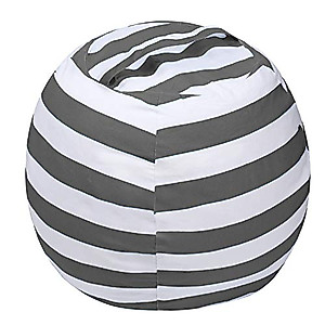 Miaowater 2 PCS Stuffed Animal Storage Bean Bag Chair Cover, Cotton Canvas Beanbag with Zipper for Organizing Kid's and Adults Room Grey 24"