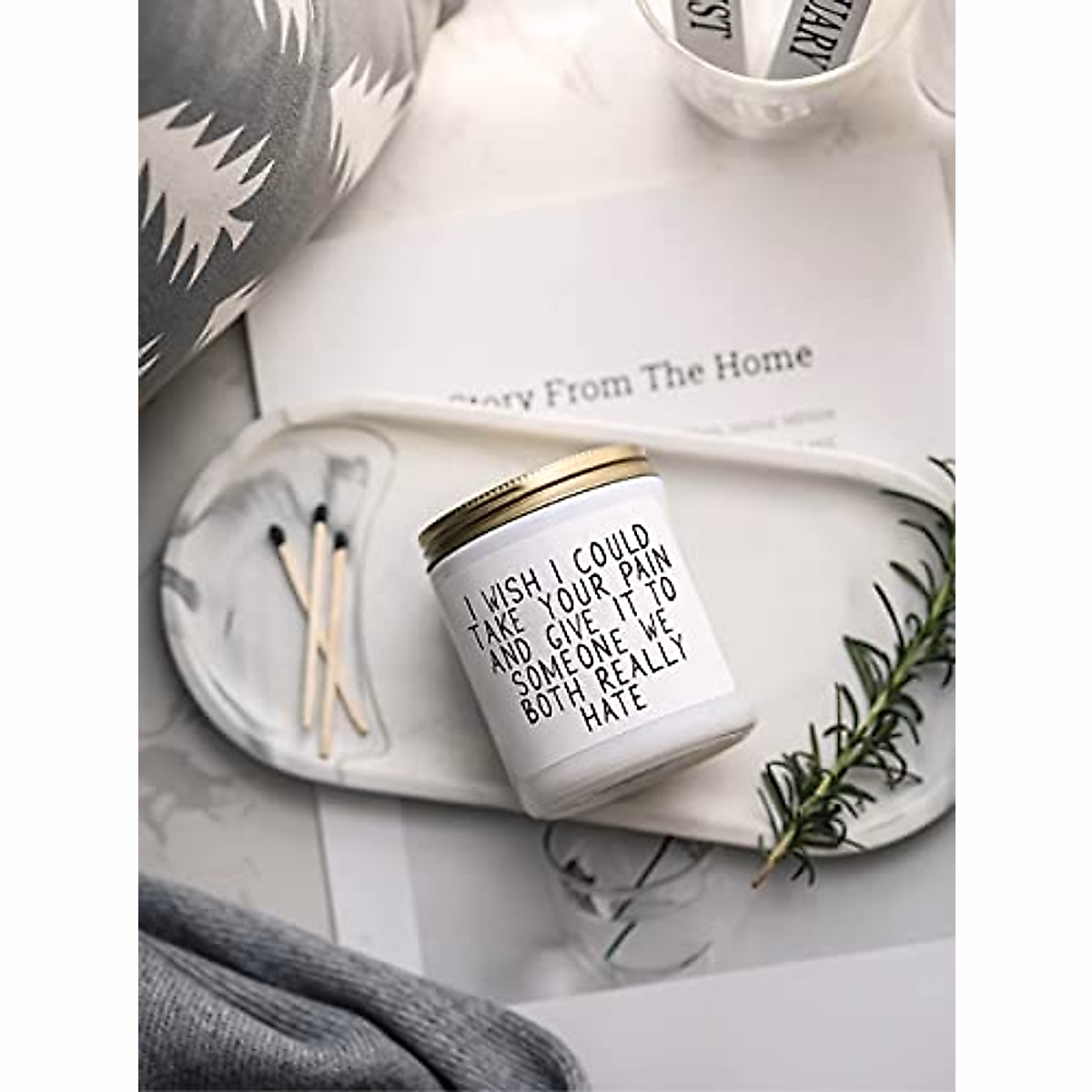 Get Well Soon Gifts for Women, Take Your Pain Scented Soy Candle, Feel Better, After Surgery Recovery Gifts for Women, Her, Friends, Vanilla&Lavender Scented Candles with Crystal