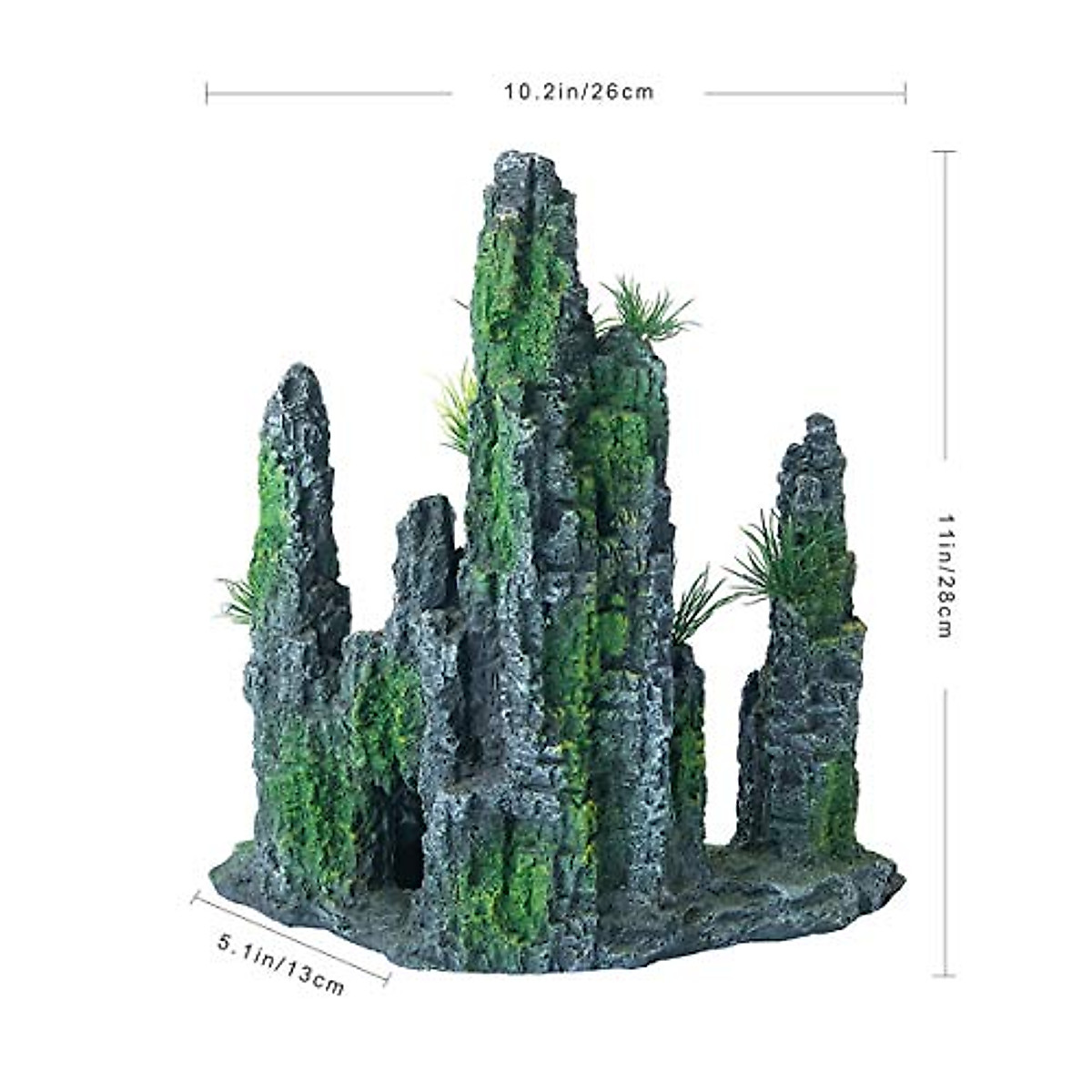 FEDOUR Aquarium Mountain View Stone Ornament Tree Rock Cave Landscape, Large Aquarium Ornament Rock Artificial Fish Tank Decoration