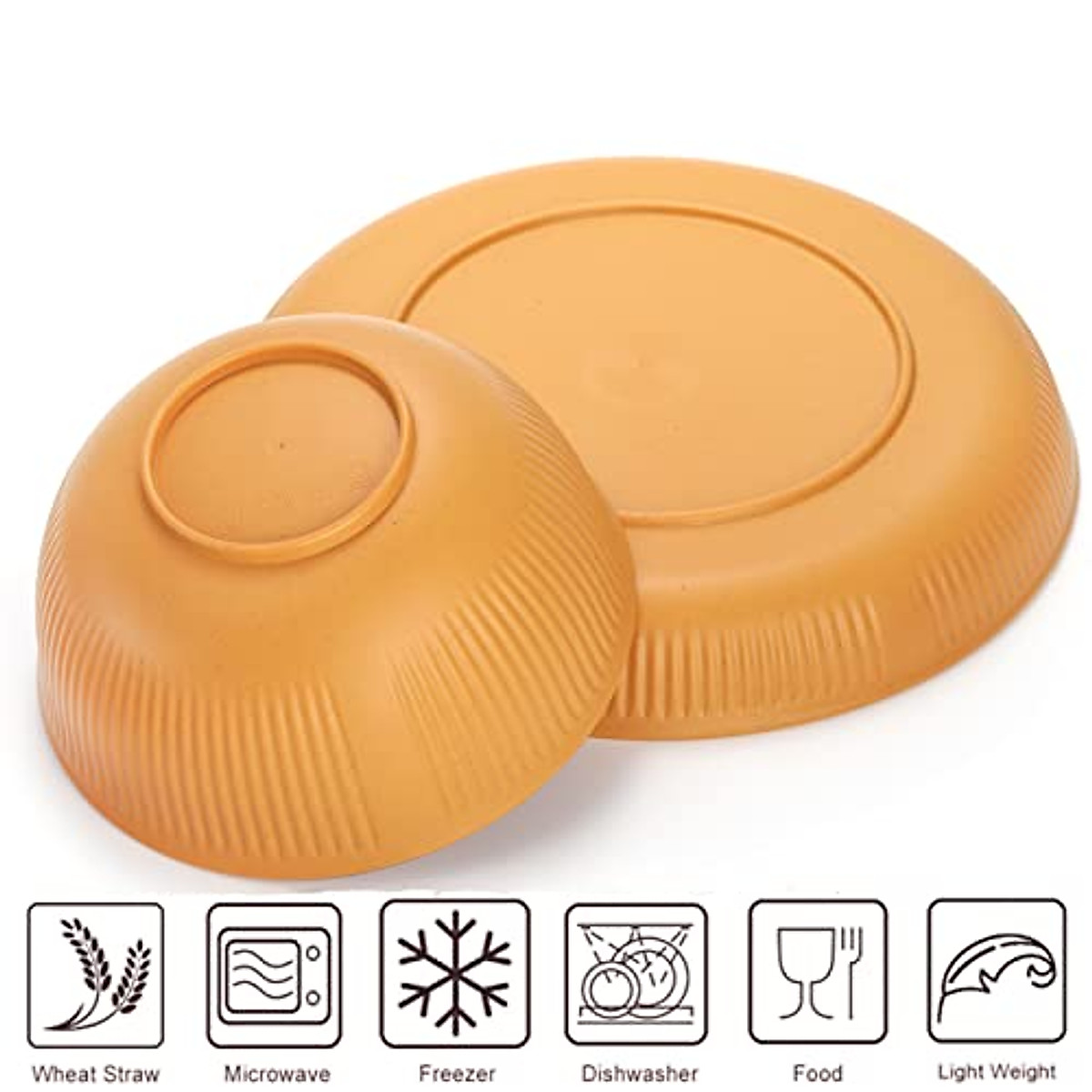 Lyellfe 44 Pieces Wheat Straw Dinnerware Sets, Unbreakable Camping Plates Cups and Bowls Set, Eco Friendly Lightweight Kitchen Dish with Knives, Forks, Spoons, Dishwasher Microwave Safe