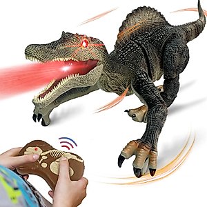 TALGIC- Remote Control Dinosaur Robot - Realistic Walking, Roaring, and Spraying Spinosaurus Toys - Light up and Shaking Head and Tail Robot Dinosaur for Kids Ages 3+