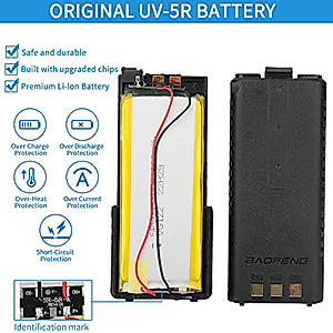 BAOFENG 2Pack BL-5 3800mAh Extended Battery Walkie Talkie UV-5R BF-8HP UV-5RX3 RD-5R UV-5RTP UV-5R MK2 MK3X MK5 Plus Etc (2Pack 3800mAh Battery+ USB Charger Cable)