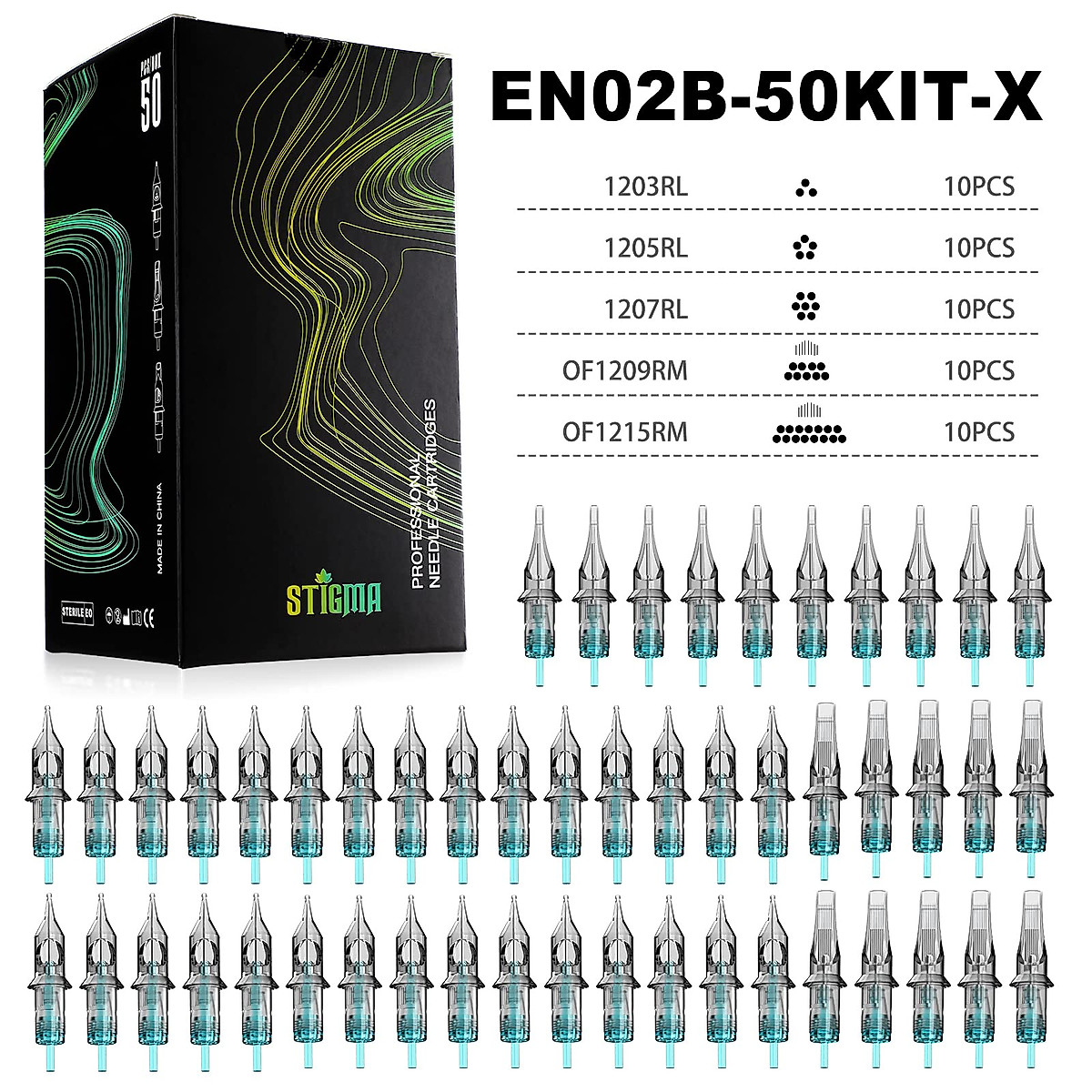 STIGMA Wireless Tattoo Gun Tattoo Kit Complete with 50pcs Tattoo Cartridge Needles 1400mAh Tattoo Battery 5 Colors Ink Set with Accessories STP29KITP199-1