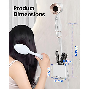 CozyOasis Hair Dryer Holder Wall Mounted Adhesive Blow Dryer Rack Storage Hanger Organizer for Bathroom Vanity Soporte para Secadora de Pelo (White)