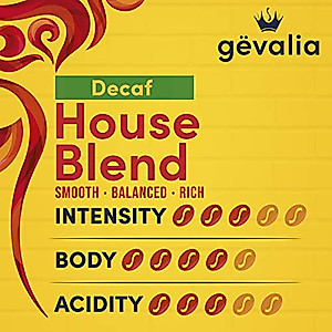 Gevalia Decaf Medium Roast House Blend Ground Coffee (12 oz Bags (Pack of 6))
