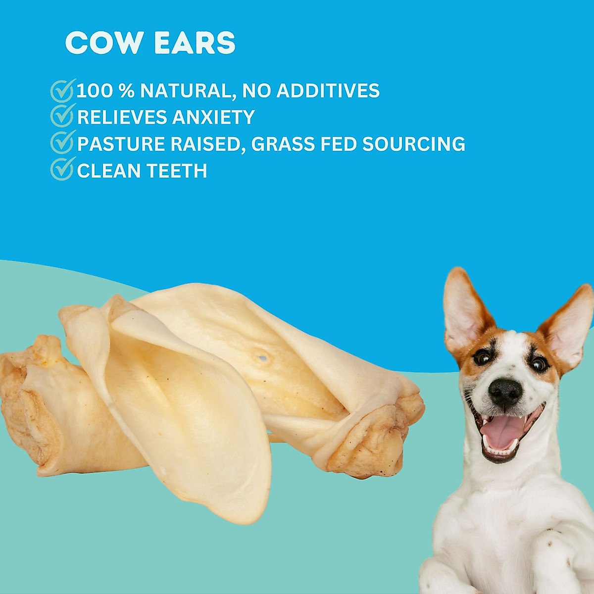 Brazilian Pet 100% Natural - Over 5 inches- Real Cow Ears Prime Dog Chews, Free Range Grass Fed Cattle (100 Count)