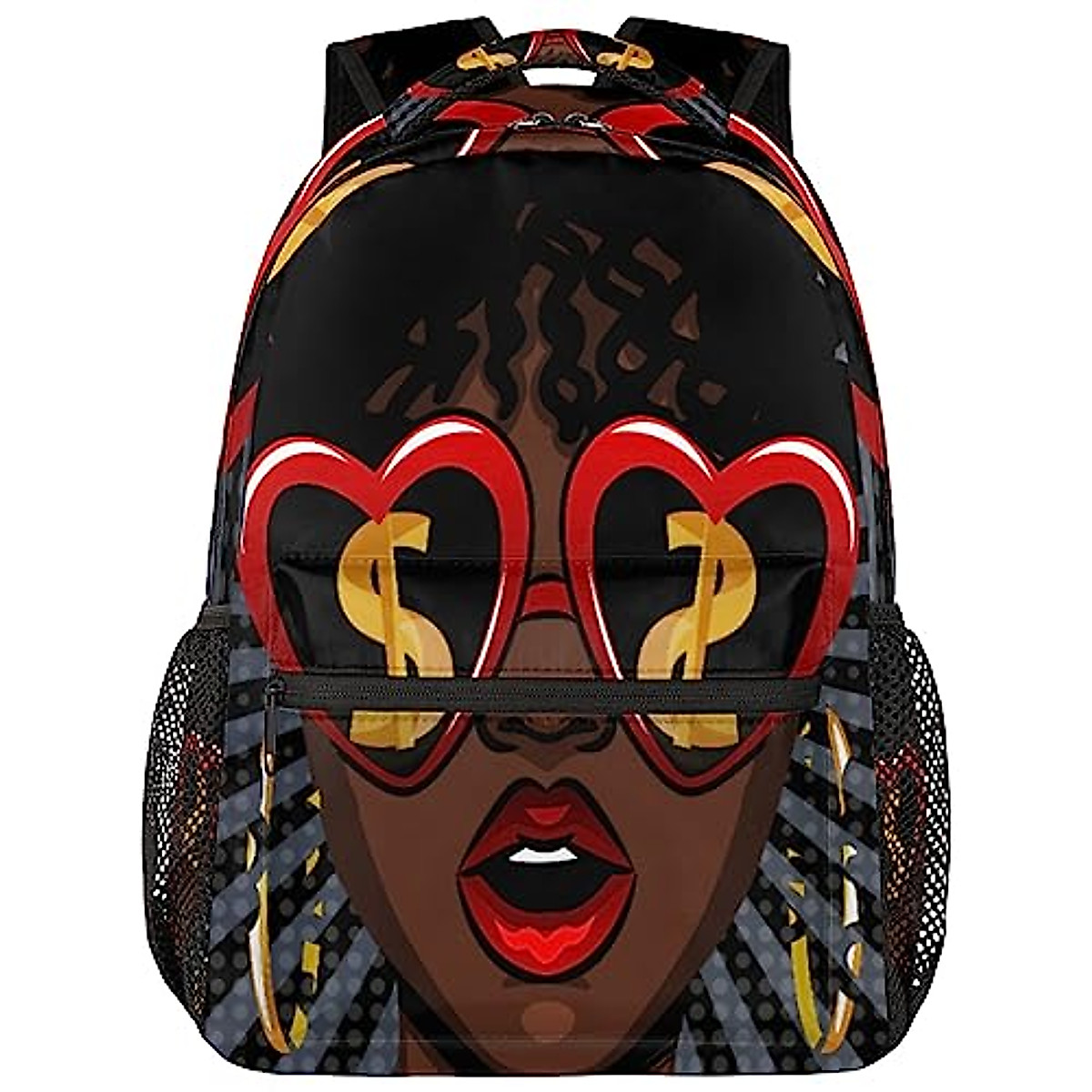 African American Women Kids Backpack for Boys Girls, 16 Inch School Backpack African Woman Bookbags Elementary School Bag Travel Laptop Backpacks Casual Daypack