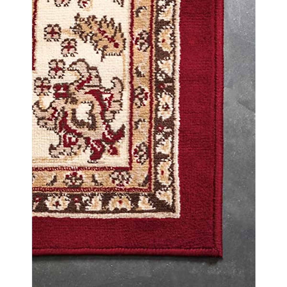 Unique Loom Sialk Hill Collection Area Rug - Washington (5' 3" x 8' Rectangle, Burgundy/ Cream)