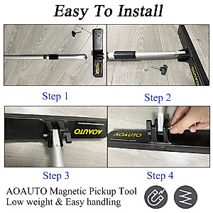 AOAUTO Magnet Sweeper Heavy Duty Telescoping Magnet Pickup Tool,16LB Pull Strong Magnetic Nail Sweeper with 28" to 45" Retractable Bar,Pickup Nails,Screws,Yard Magnet,Metal Parts