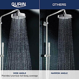 GURIN Shower Head High Pressure Rain, Luxury Bathroom Showerhead with Chrome Plated Finish, Adjustable Angles, Anti-Clogging Silicone Nozzles (2.5 GPM)