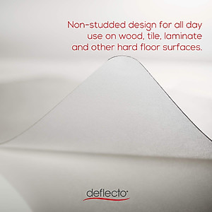 Deflecto EconoMat Clear Chair Mat, Hard Floor Use, Rectangle, Straight Edge, 46” x 60” (CM2E442FCOM)