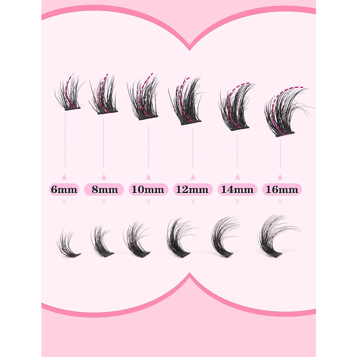 DIY Lash Extension Kit Fluffy Flat Lash Clusters with Kit Lash Bond and Seal and Cluster Eyelashes Applicator Tool D Curl Eyelash Extension Kit Individual Lashes Cluster by FANXITON