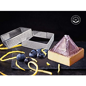 NewlineNY Stainless Steel 6 Pcs Perforated Oval Rectugular Square Tart Rings Molding Plating, Set of 6: 2 of each (13cm x 4cm 5" x 1.5") + (10cm x 5.5cm 4" x 1.5") + (7cm 2.8" square) x (2cm 0.8" H)