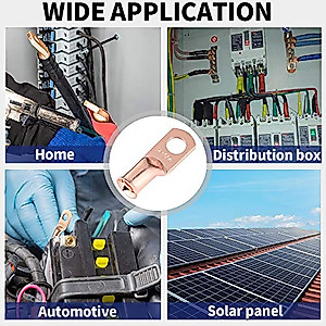 0 Guage Terminals 1/0 AWG-5/16" 10pcs Cable Lugs Battery Lugs,Heavy Duty Wire Lugs,Ring Terminals,Battery Cable Ends,Battery Terminal Connectors with 3:1 Heat Shrink Tubing