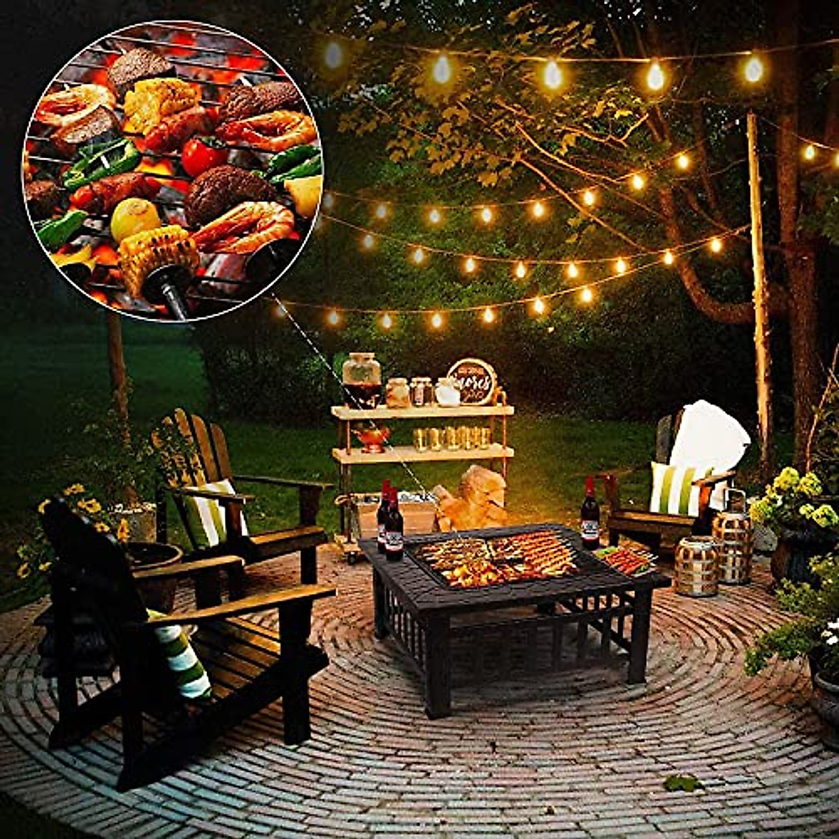 LEAYAN Garden Fire Pit Grill Bowl Grill Barbecue Rack Fire Pit Outdoor fire Pit, with Sparkle Screen, Fireplace Poker, Courtyard Wood Burning fire Pit, Garden Decoration fire Pit