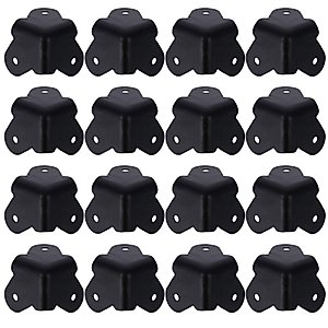 16pcs Angle Corner Protector Black Iron Cabinet Speaker Corners Protector for Cabinet Guitar Amplifier Stage Speaker Rounded Metal Guards