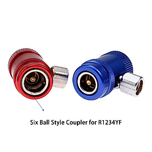 Aupoko R1234yf Quick Couplers, High/Low Side R1234yf Manual Couplers Connector Adapters with 1/4" Male Port, Replacement for A/C Refrigerants Manifold Gauge Set