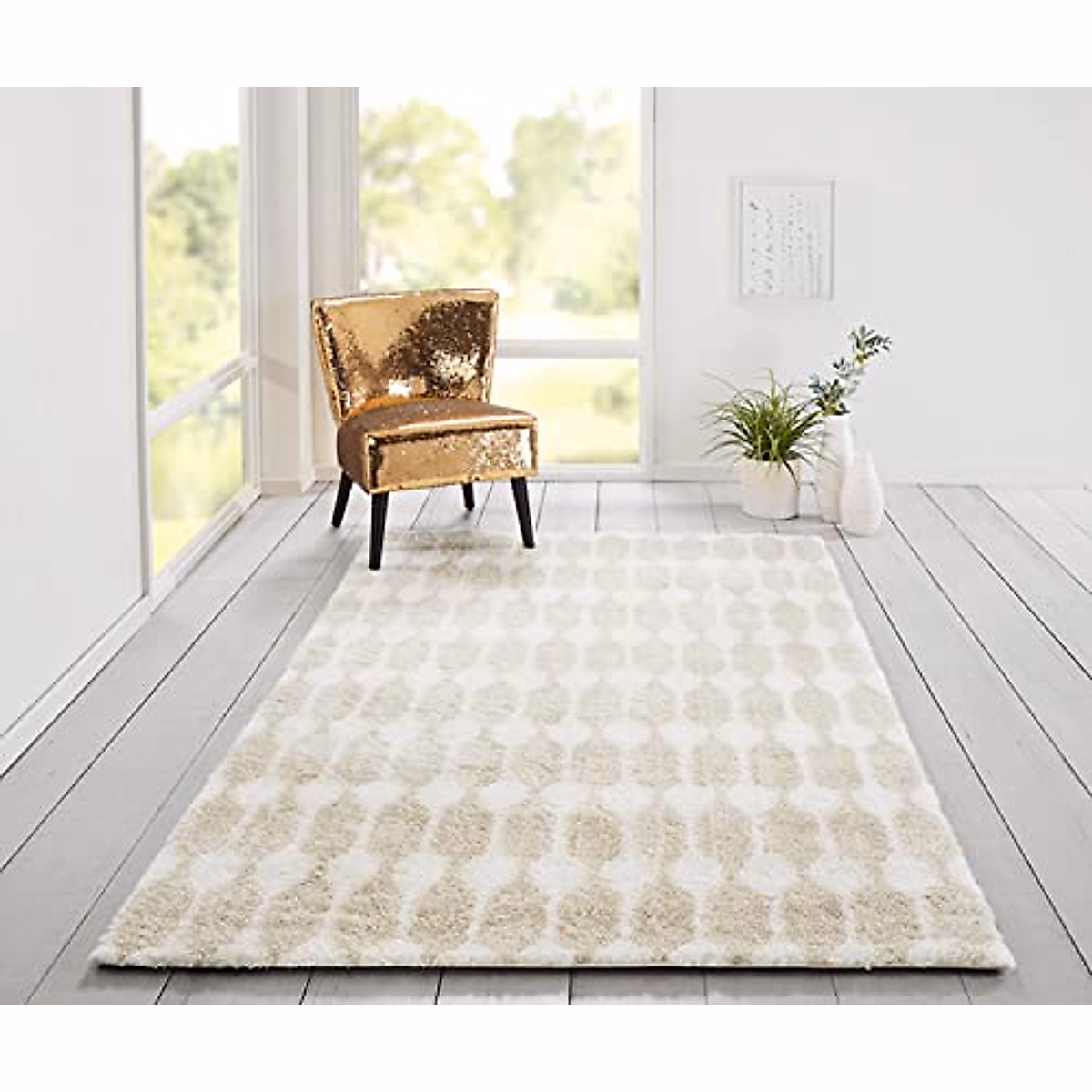 Novogratz by Momeni Novogratz Retro Collection Stockings Shag Area Rug, 5'0" x 7'6", Taupe