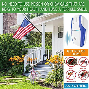 RX-4, Ultrasonic Pest Repeller - Electronic & Ultrasound, Indoor Plug-in Repellent - Get rid of - Rodents, Mice, Squirrels, Bats, Insects, Bed Bugs, Ants, Fleas, Spiders, Roaches (Dark Blue, 2Pack)