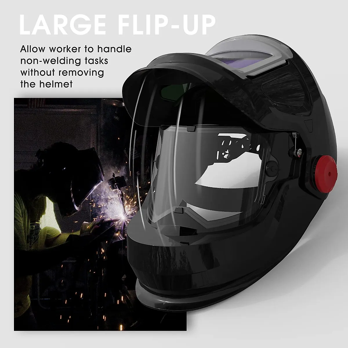 YESWELDER Large Viewing Flip Up Design Auto Darkening Welding Helmet with Side View, Digital Welding Lens，1/1/1/1 True Color 4 Arc Sensor Welder Mask