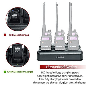 Baofeng UV-5R Six Way Charger Two Way Radio Multi Unit Charger Station for UV-5R UV-5R+ UV-5RE UV-5RTP UV-5X3 BF-F8HP RT-5R RT-5RV MK4 Radio and Battery