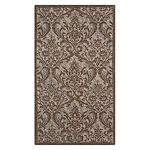 Nourison Damask Vintage Grey 8' x 10' Area -Rug, Easy -Cleaning, Non Shedding, Bed Room, Living Room, Dining Room, Kitchen (8x10)