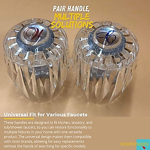 Generic Shower Handles with Adapter fits Valley, Eljer Tub, Shower Handles with Adapter - Clear Acrylic, 3" Height D Broach, Universal Fit for Various Faucets, Exact OEM Style Match - Pair