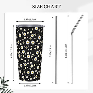 20oz Tumbler Cartoon Little Daisys Double Wall Vacuum Insulated Coffee Mug with Lid and Metal Straw Brush Reusable Stainless Steel Water Bottle Travel Cup Gifts for Car Ice Drinks Hot Beverage