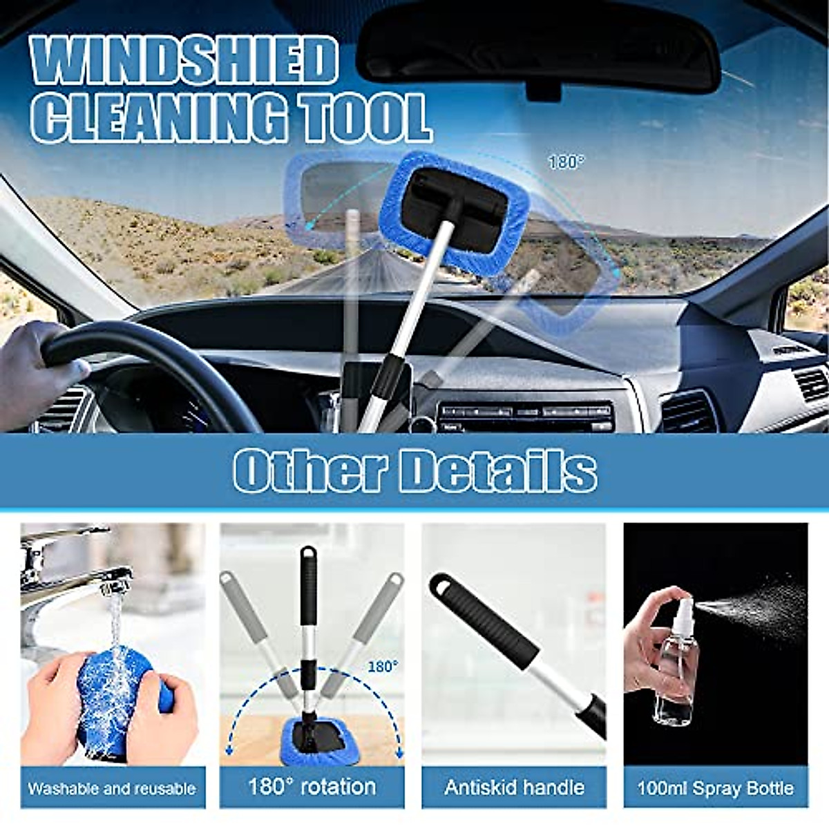 ESERRUY 20 PCS Car Interior Detailing Kit, Car Cleaning Kit with High Power Portable Handheld Vacuum, Auto Detailing Drill Brush Set, Car Windshield Cleaner, Car Wash Kit Supplies for Exterior Wheels