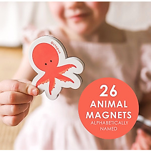 Curious Columbus Animal Magnets - 52 Toddler Magnets For Refrigerator - Fridge Magnets For Toddlers Play with Magnetic Letters - ABC Kid Magnet for Alphabet Learning - Kids Foam Animals A-Z Activities