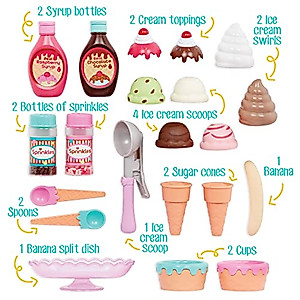Battat- Play Circle- Toy Food – Ice Cream Set – Kitchen Accessories For Kids- Pretend Play- Sweet Treats Ice Cream Parlour- 3 years + (21 Pcs)