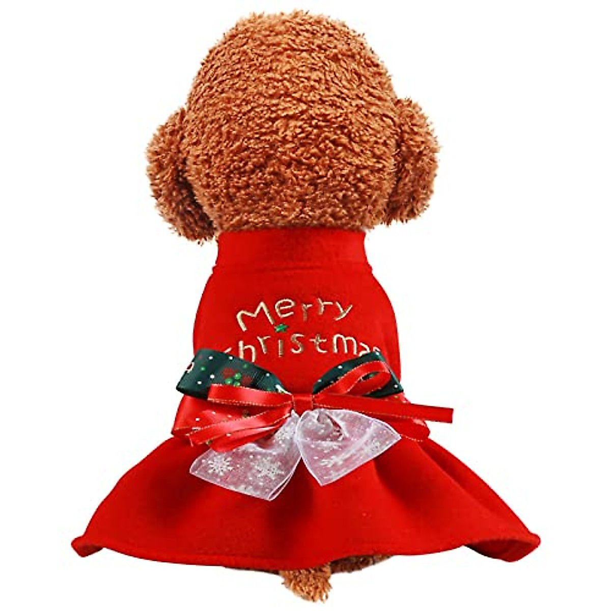Stretch Pet Clothes for Fall Winter Pet Christmas Dress Outfit Thermal Holiday Puppy Costume Dress Pet Clothes Dog Clothes for Medium Dogs Girl Under 10 (Red, M)