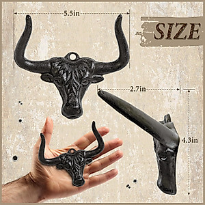 HYDERMUS Cowboy Hat Rack for Wall 2 Pack Modern Cast Iron Cowboy Hat Holder Cowgirl Hat Hanger Western Wall Decor Longhorn Hooks Wall Hooks for Hat Storage and Organization Rust Men's Christmas Gift