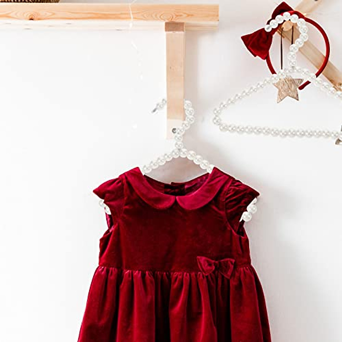 OUNONA Pearl Beads Elegant Clothes Hangers 2pcs Pet Clothes Hanger Faux Pearl Clothes Hangers for Kids Children Pet Dog