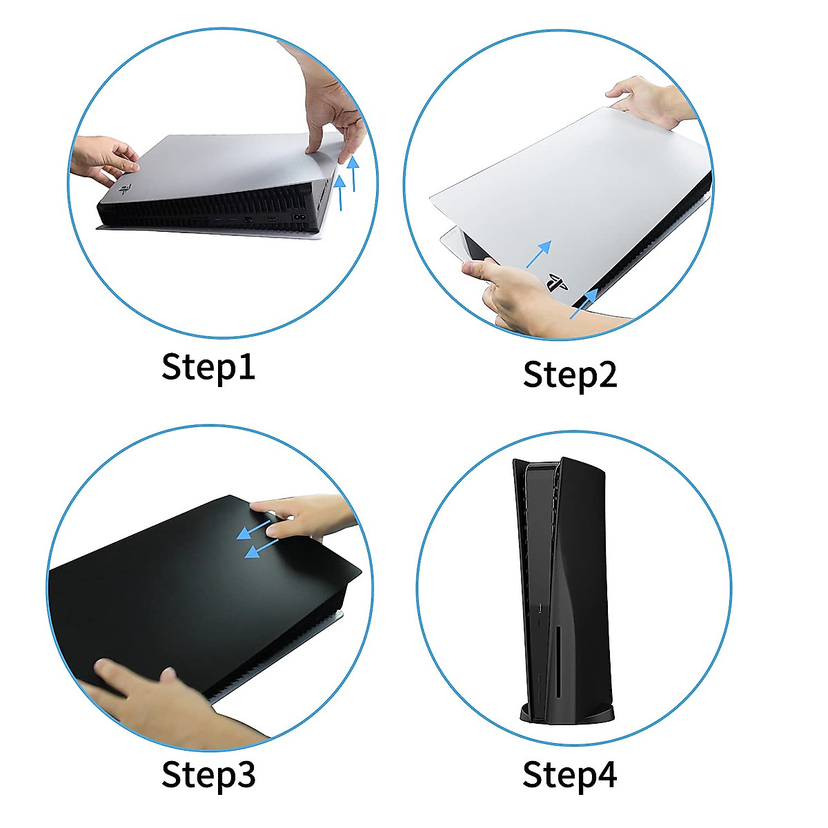 IQIKU PS5 Plates for Disc Edition, PS5 Cover, Hard Shock Resistant PS5 Shell (Black)