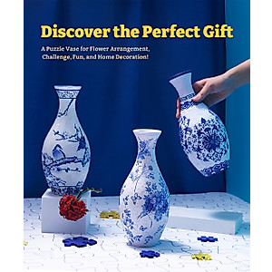 Pintoo 3D Puzzle Vase Unique Flower Vase Made by 160 Curved Plastic Puzzle Pieces House Warming Gift for Flower Arrangements and Home Decoration - [S1033] (Classic, Blooming Season)