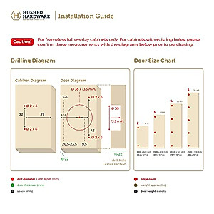 Hushed Hardware 20 Pack Frameless Full Overlay Adjustable Closing Speed Soft Close Cabinet Hinges. Premium Soft Close Hinges for Kitchen Cabinets. Self-Closing Door Hinges for Cabinet Door.