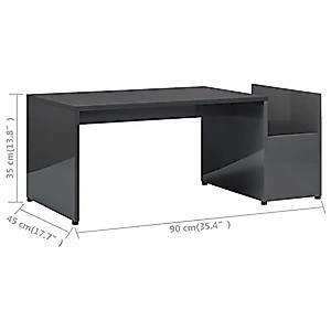 QJBSAVVA Coffee Table High Gloss Gray 35.4"x17.7"x13.8" Engineered Wood,Center Table Low Table Folding Table Entrance Table Suitable for Meeting Rooms, Reception Rooms, Offices