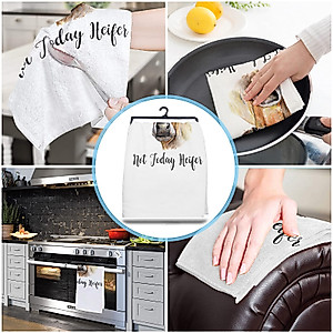Zadaling Kitchen Towels,Not Today Heifer Flowers 16x28 Inches Soft Kitchen Dish Cloth,Cotton Tea Towels/Bar Towels/Hand Towels,(2 Pack)